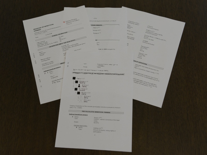 Auszüge aus dem Register